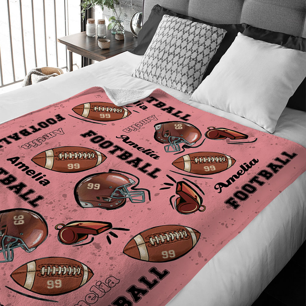 Personalized Football Soft Blanket with Name and Number Birthday Gift ...