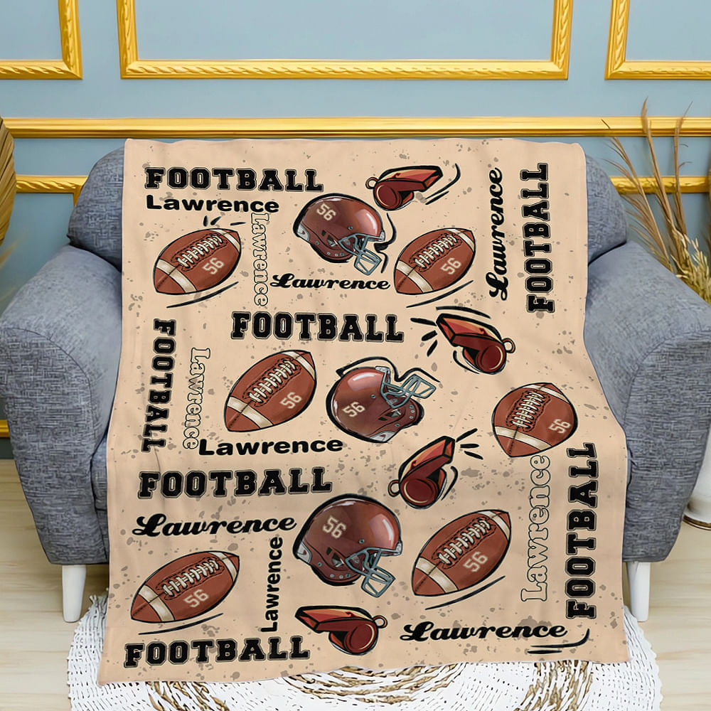 Personalized Football Soft Blanket with Name and Number Birthday Gift ...