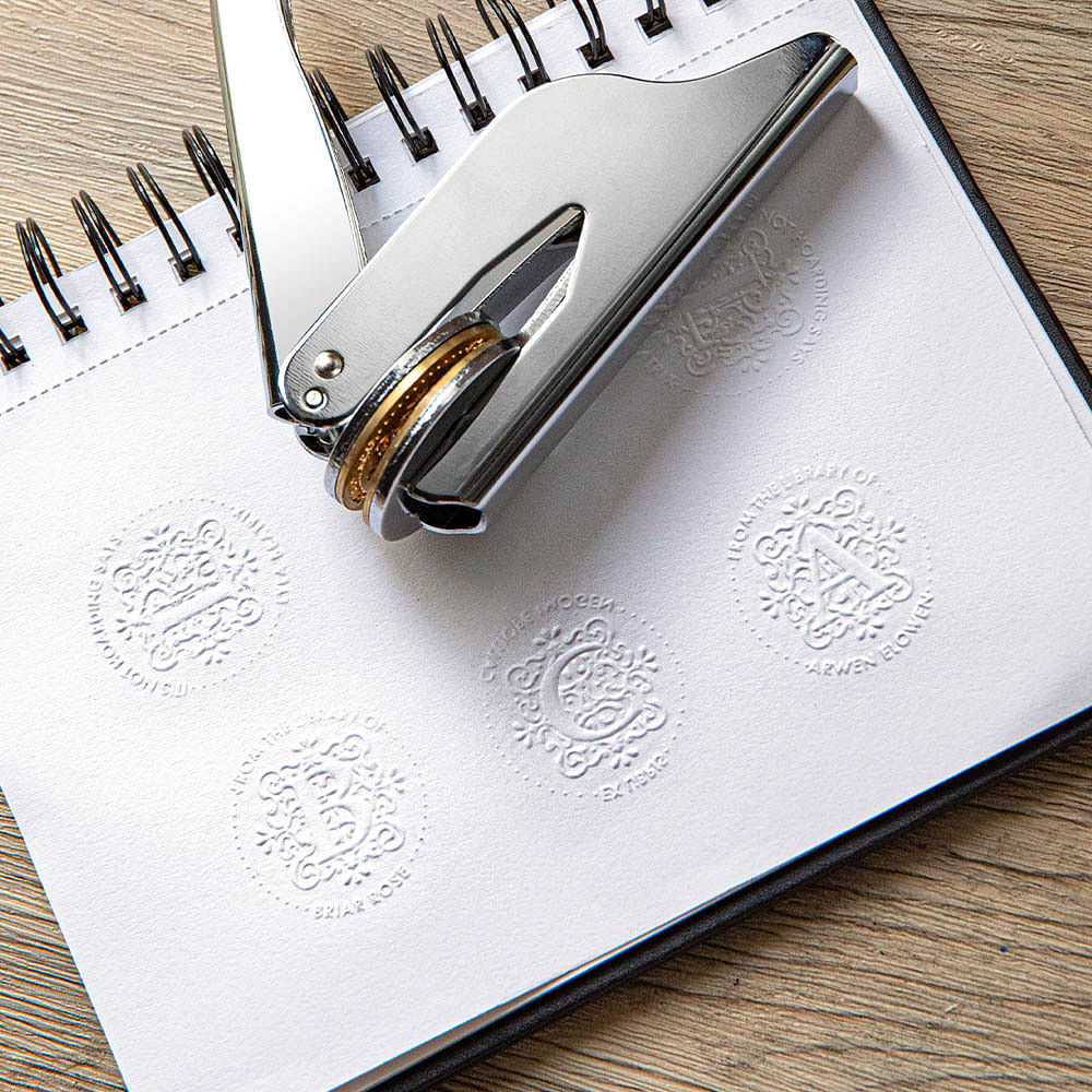 Custom Gothic Monogram Book Embosser with Initial - CALLIE