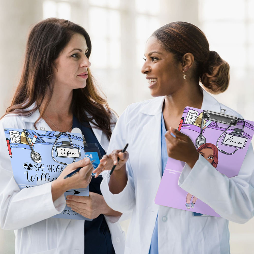 Personalized Works Willingly with Hands Hanging Low Profile Clipboard ...