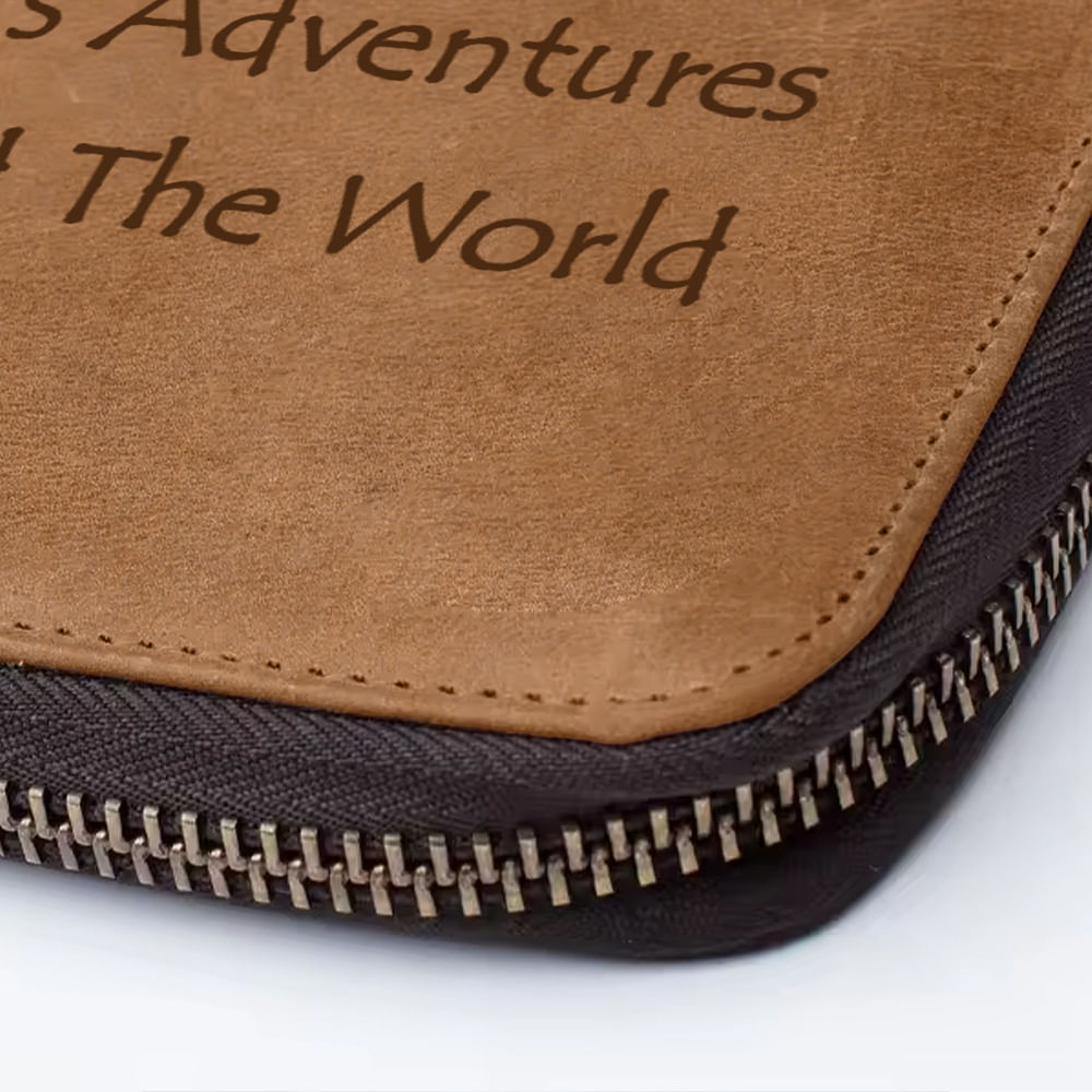 Personalized World Travel Themed Leather Storage Bag with Name and Text ...
