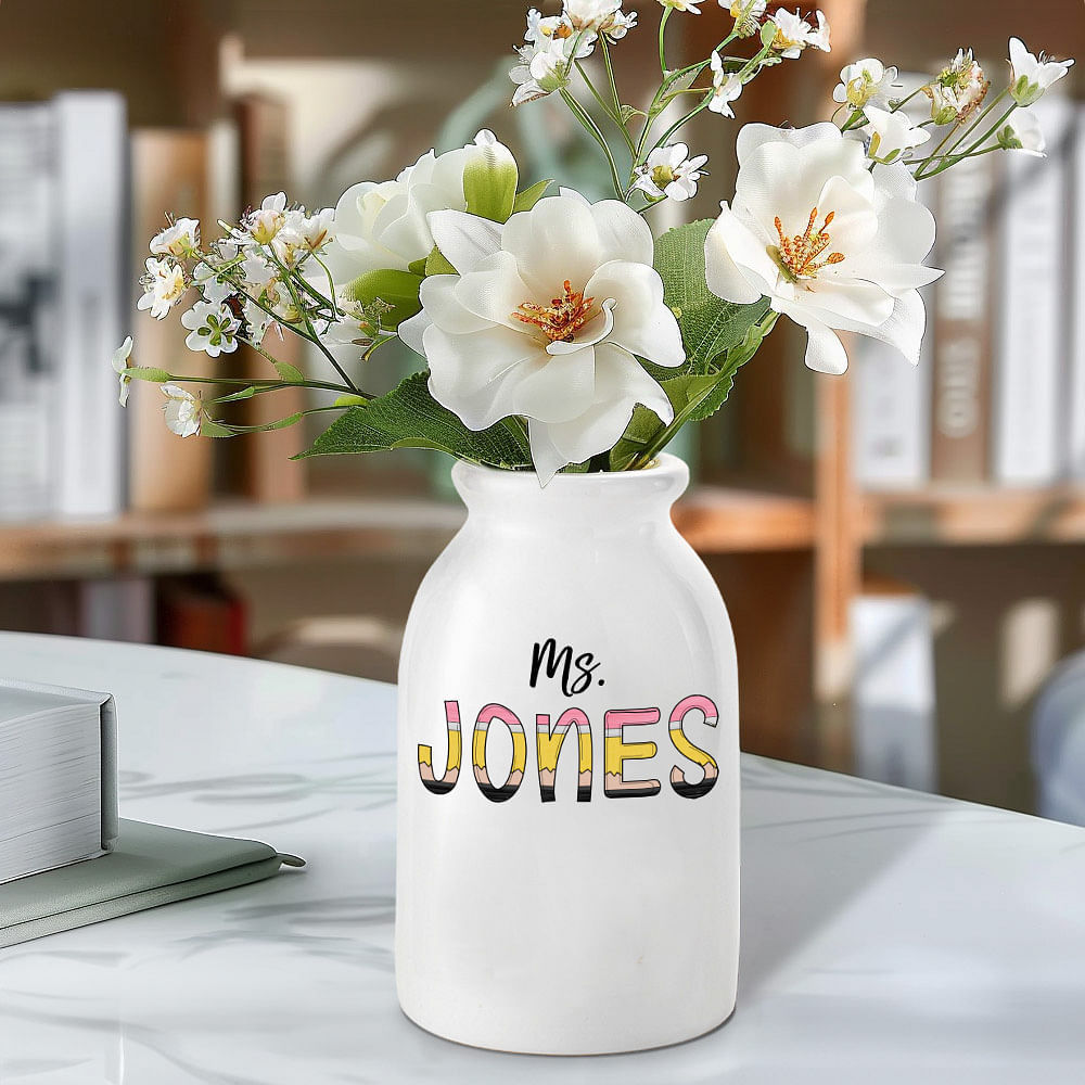 Personalized Colorful Pencil-inspired Fun Letter Ceramic Flower Vase ...
