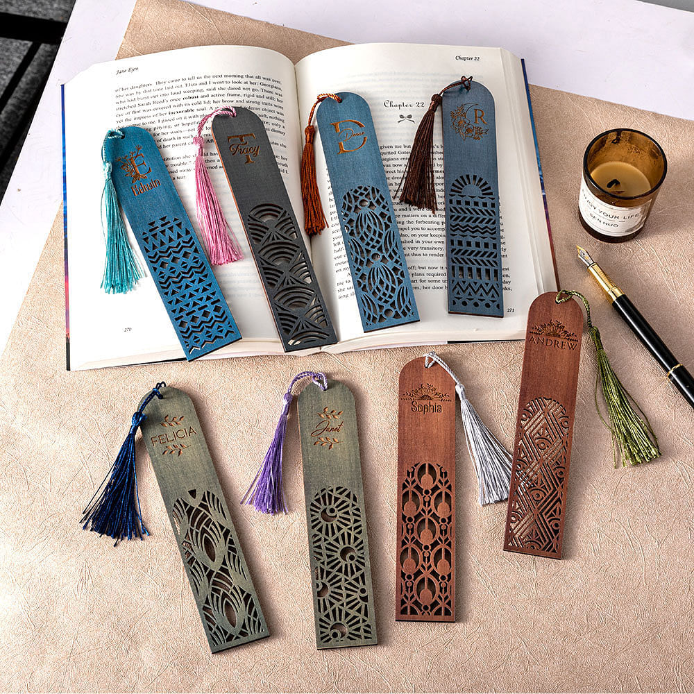 Personalized Classical Hollow Wooden Bookmark with Tassel Engraved Name ...
