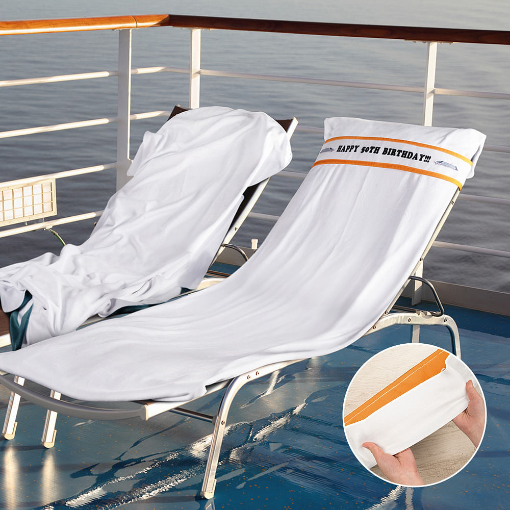 Personalized Multicolor Lounge Chair Cruise Towel Holder Anchor Band ...