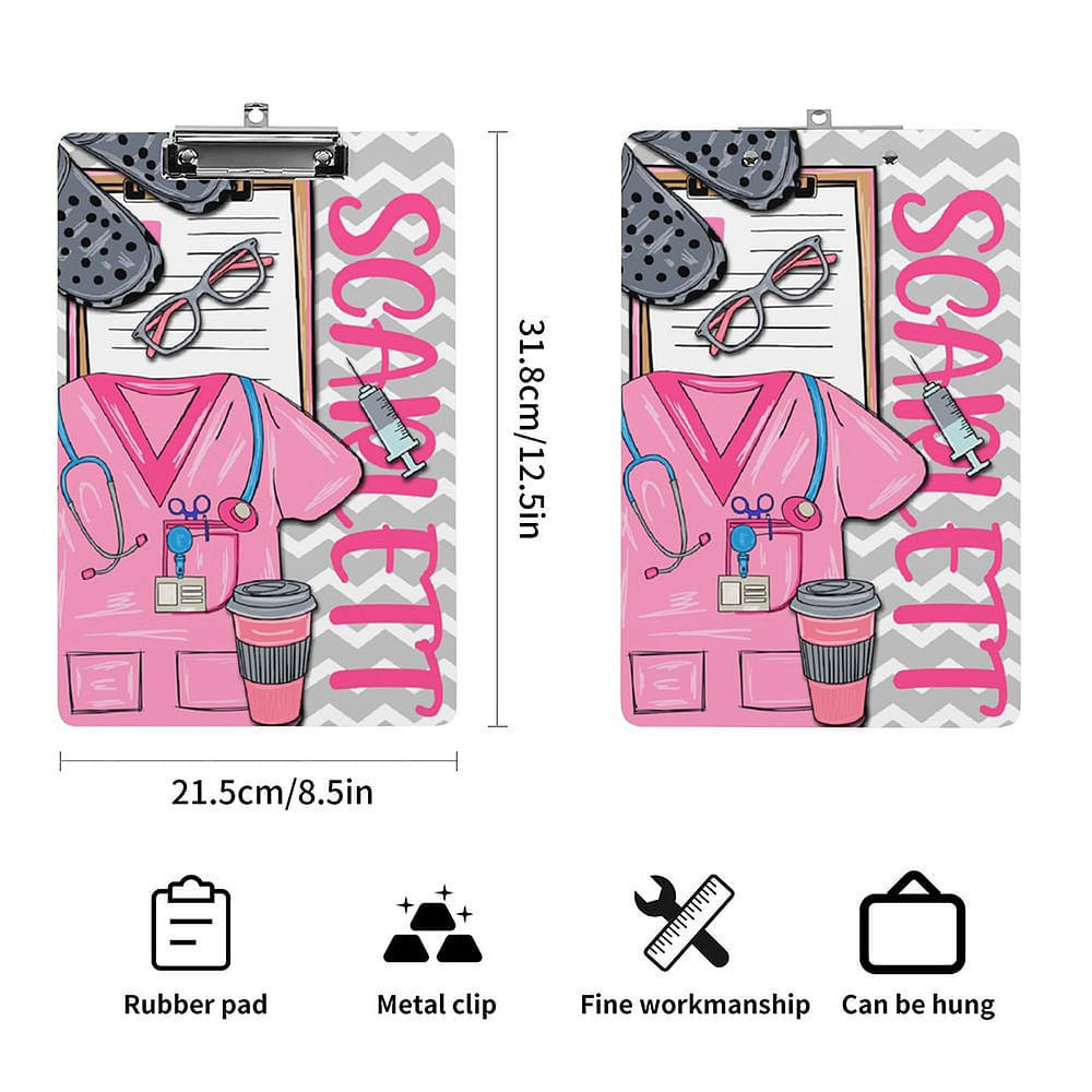 Personalized Colorful Medical Elements Hanging Low Profile Clipboard ...