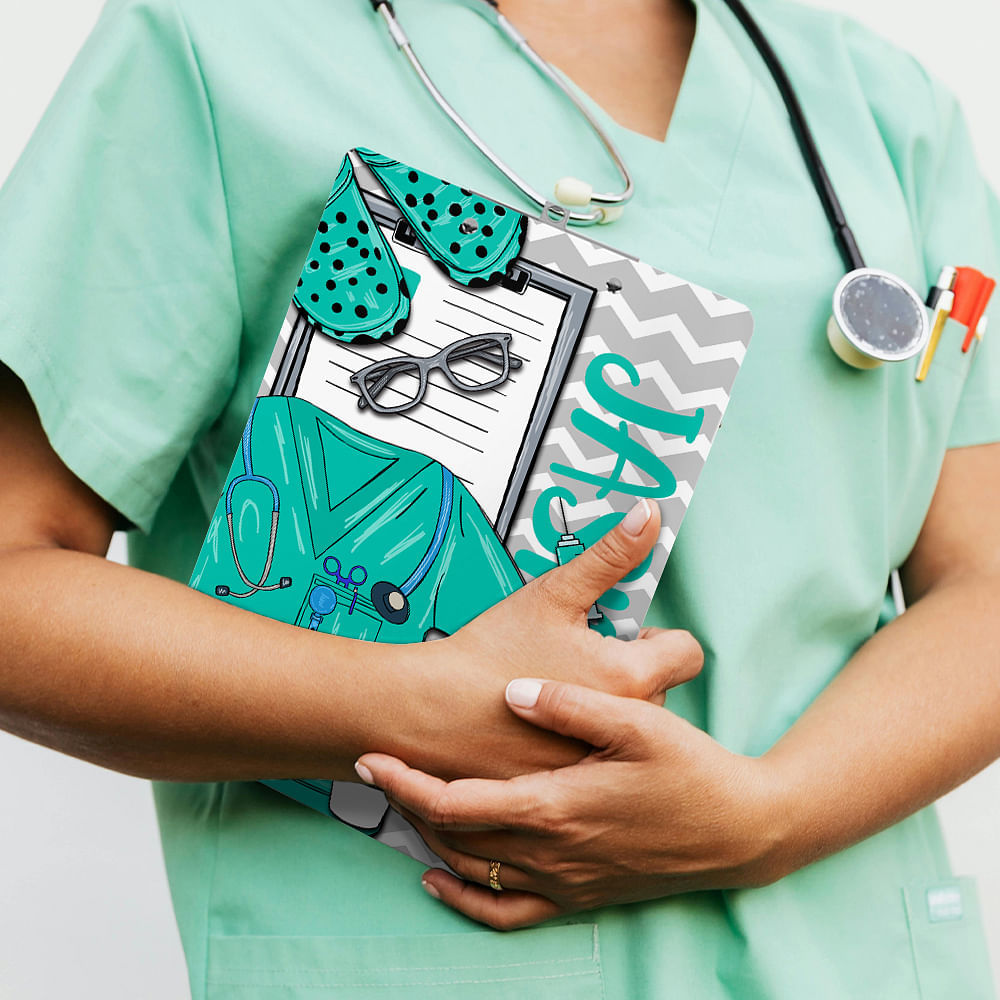 Personalized Colorful Medical Elements Hanging Low Profile Clipboard ...