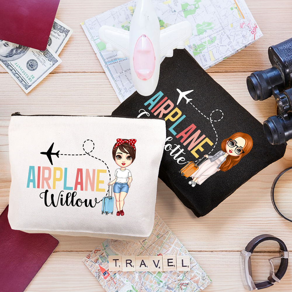Personalized Travel Makeup Bag with Cartoon Woman Makeup Bag |Callie ...