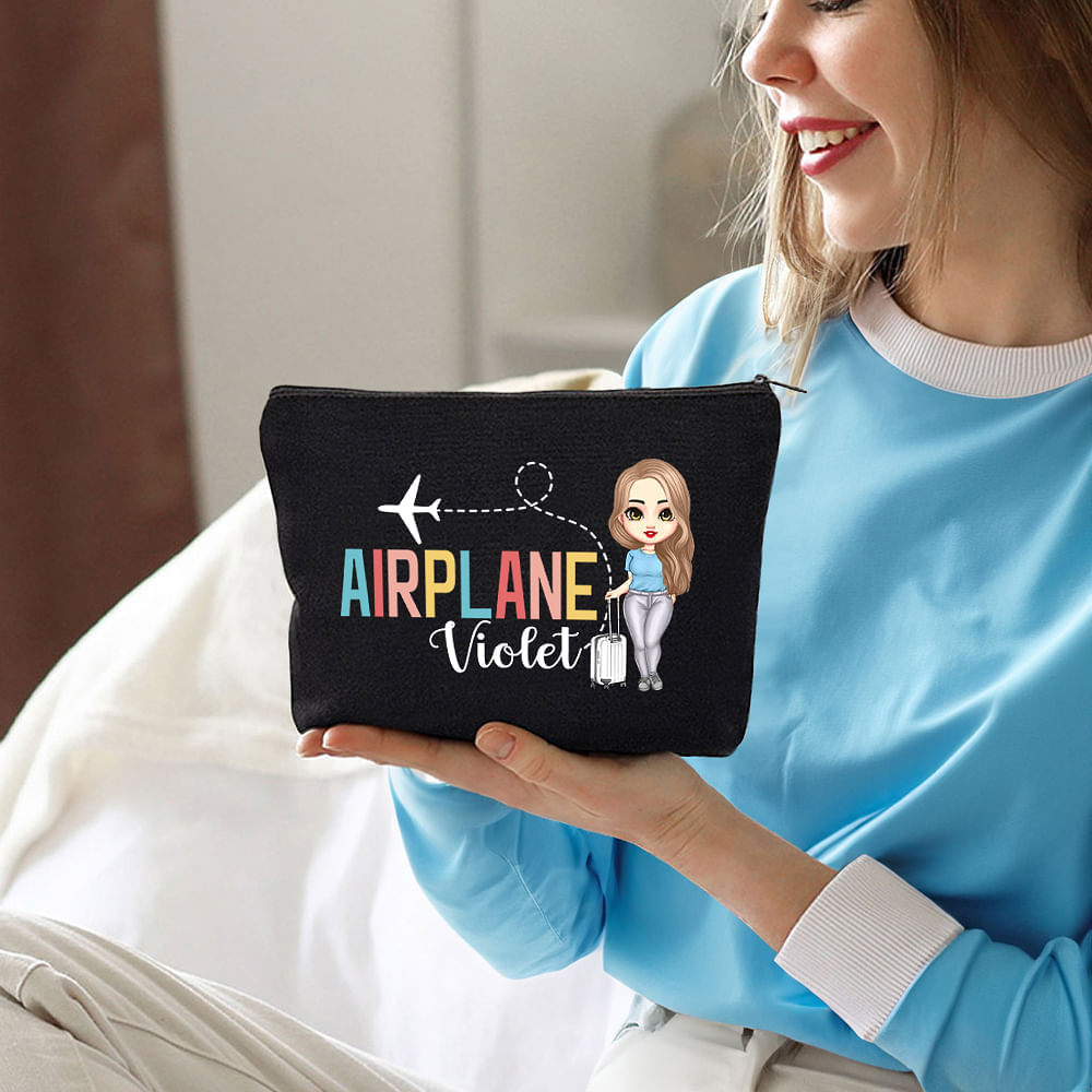 Personalized Travel Makeup Bag with Cartoon Woman Makeup Bag |Callie ...