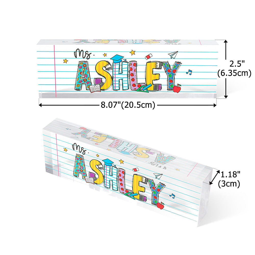 Personalized Doodle Letter Acrylic Desk Name Plate with Title and Name ...
