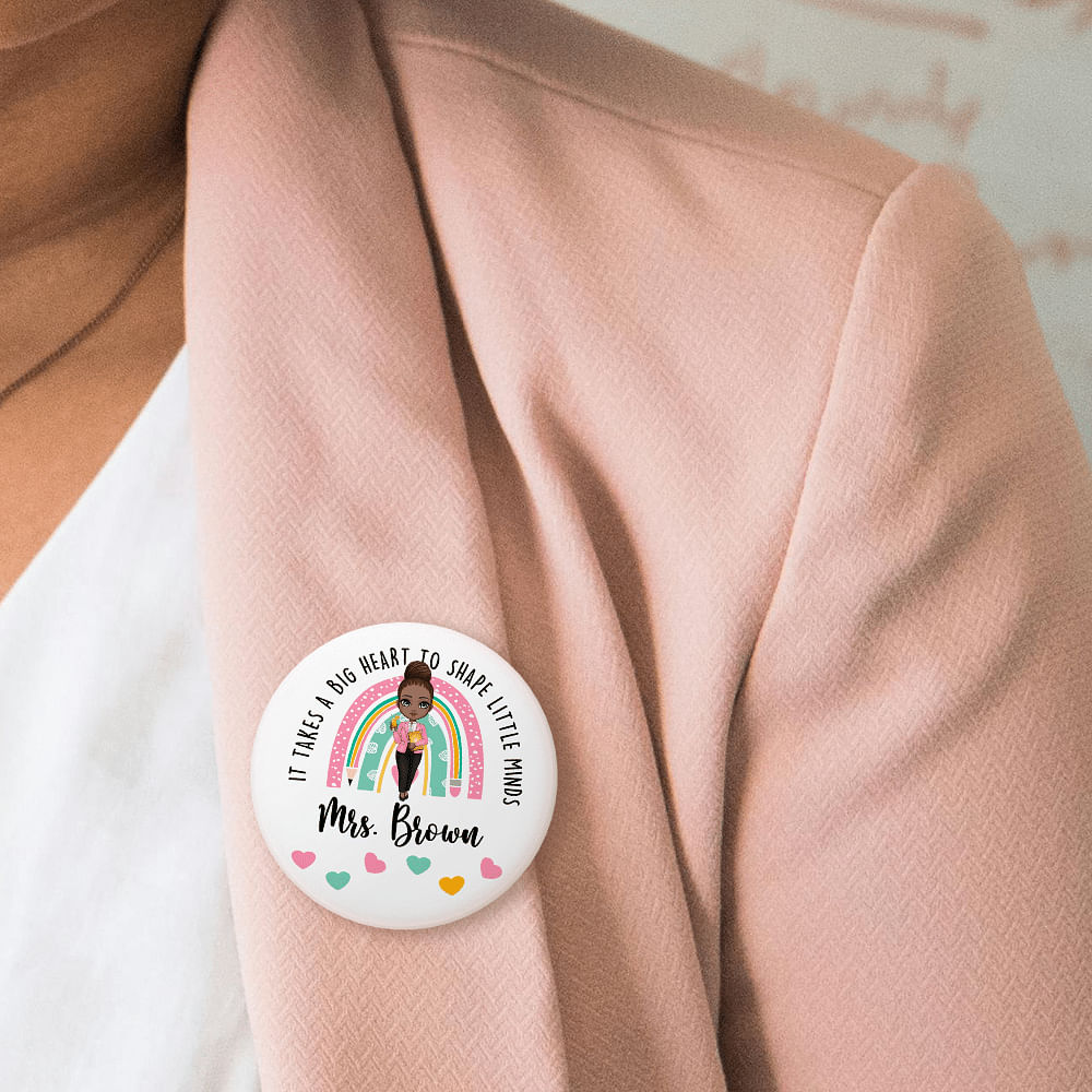 Personalized Button Badge with Personalized Cartoon Image It Takes A ...