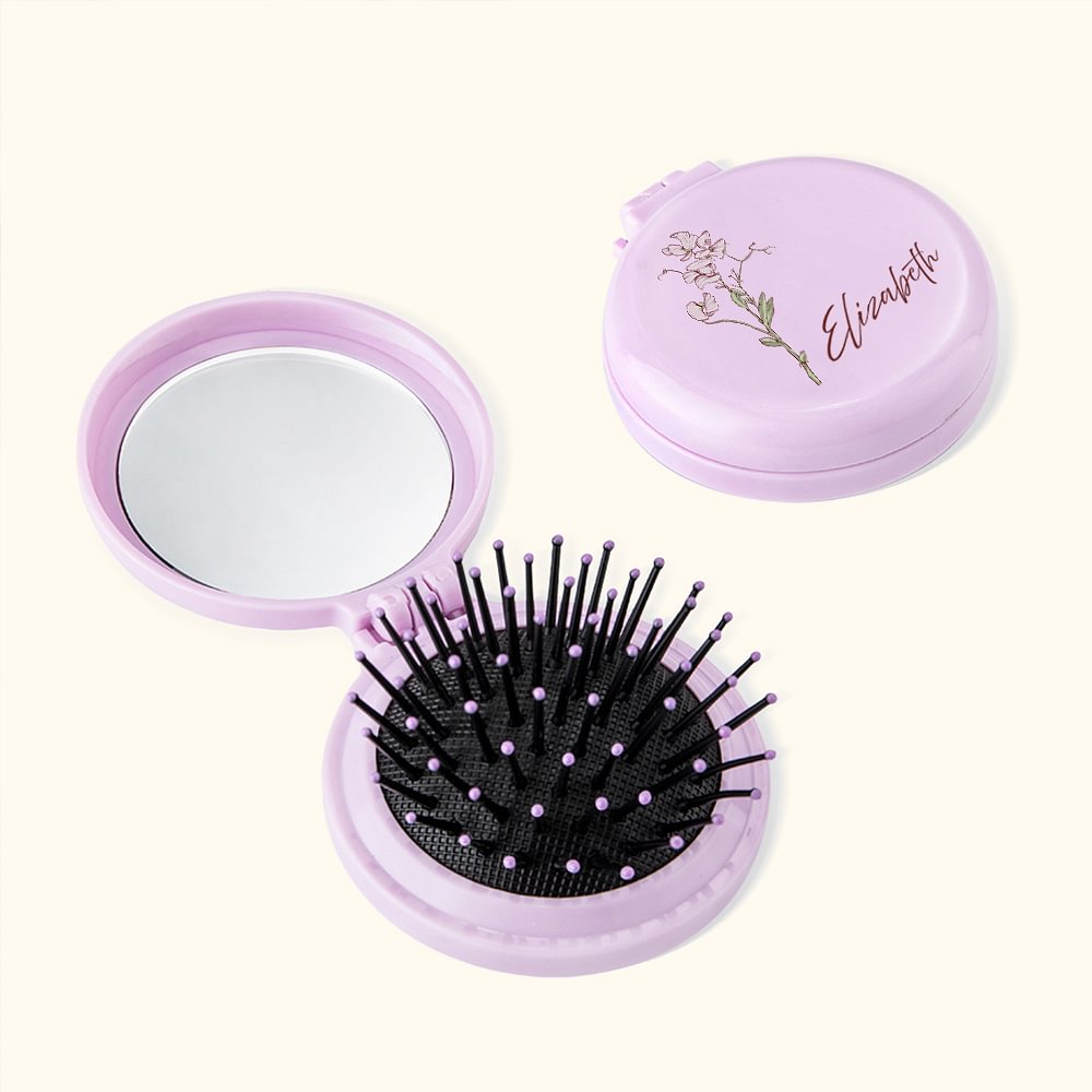 Personalised Portable Foldable Mini Birth Flower Air Cushion Mirror ...