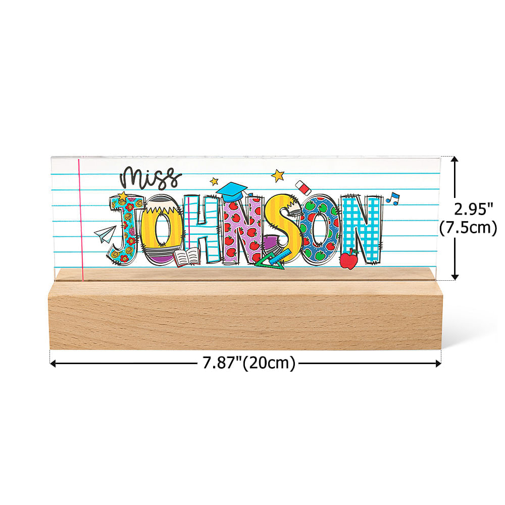 Personalized Doodle Letter Acrylic Desk Name Plate with Title and Name ...