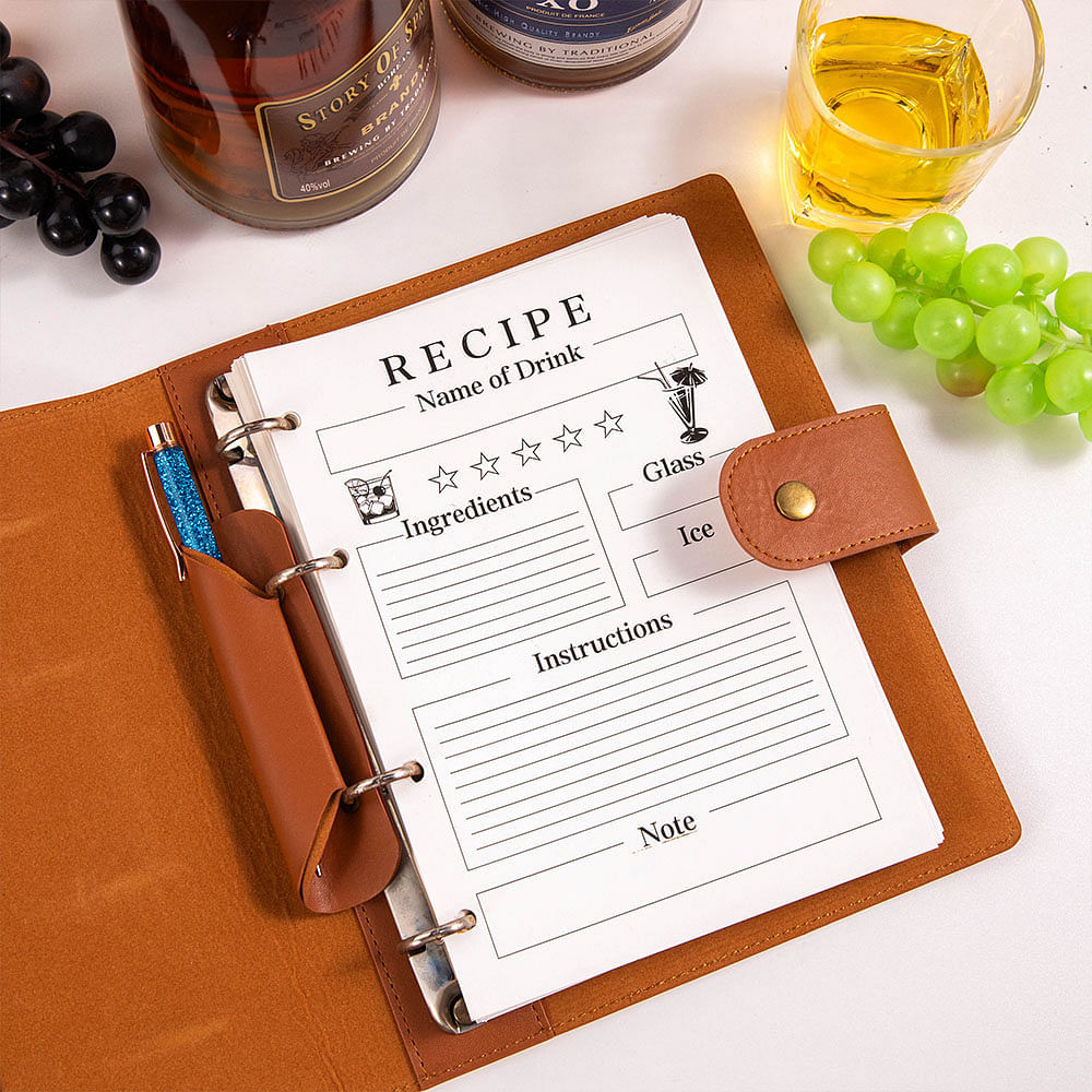 Personalized Retro Cocktail Recipe Leather Notebook with Engraved Name ...