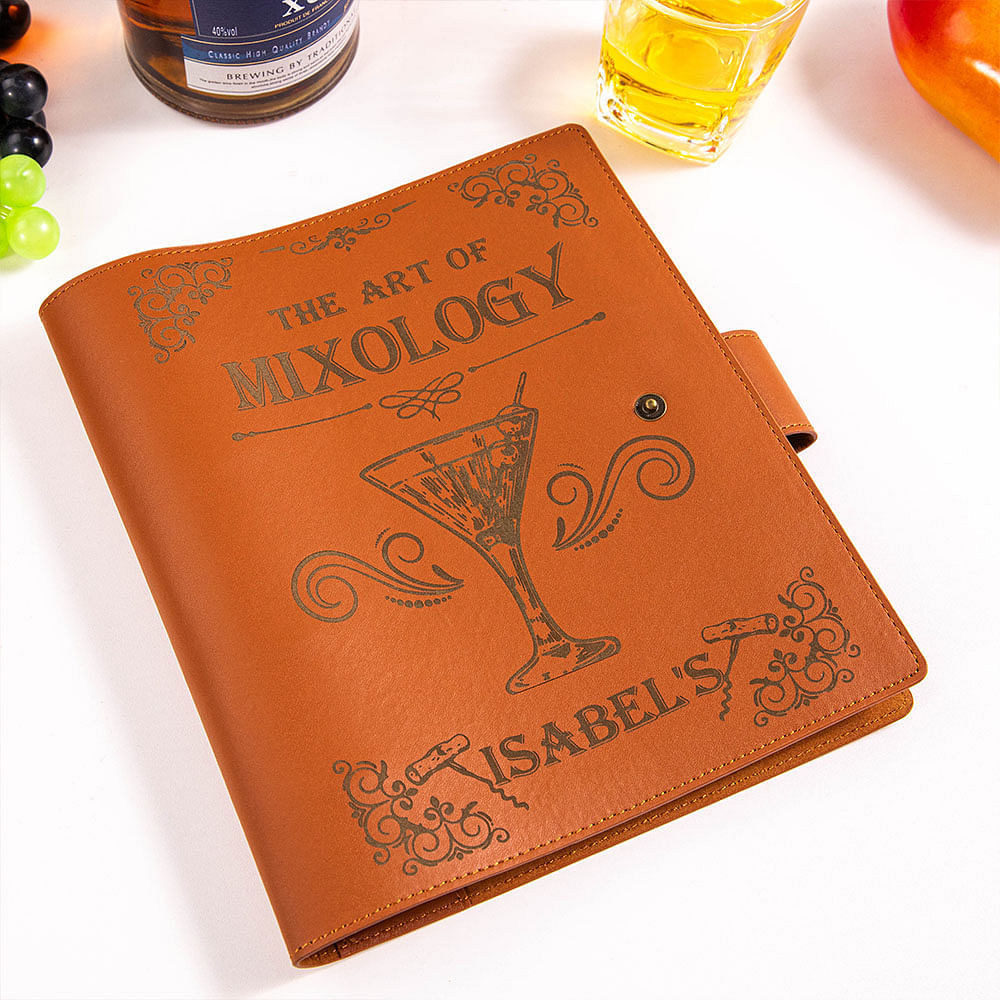 Personalized Retro Cocktail Recipe Leather Notebook with Engraved Name ...