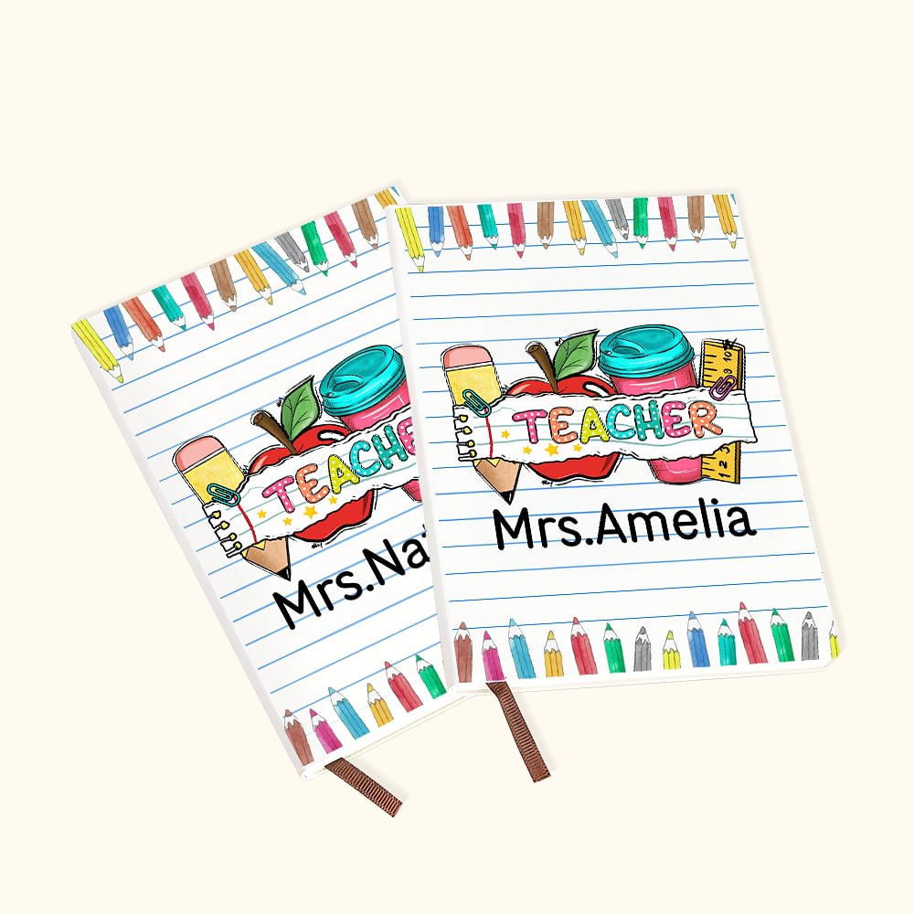 Personalized Pencil Apple Teacher A5 Lined Notebook with Name Teacher’s ...