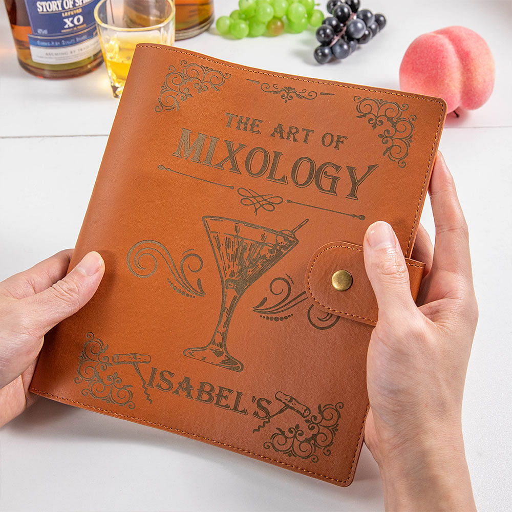 Personalized Retro Cocktail Recipe Leather Notebook with Engraved Name ...