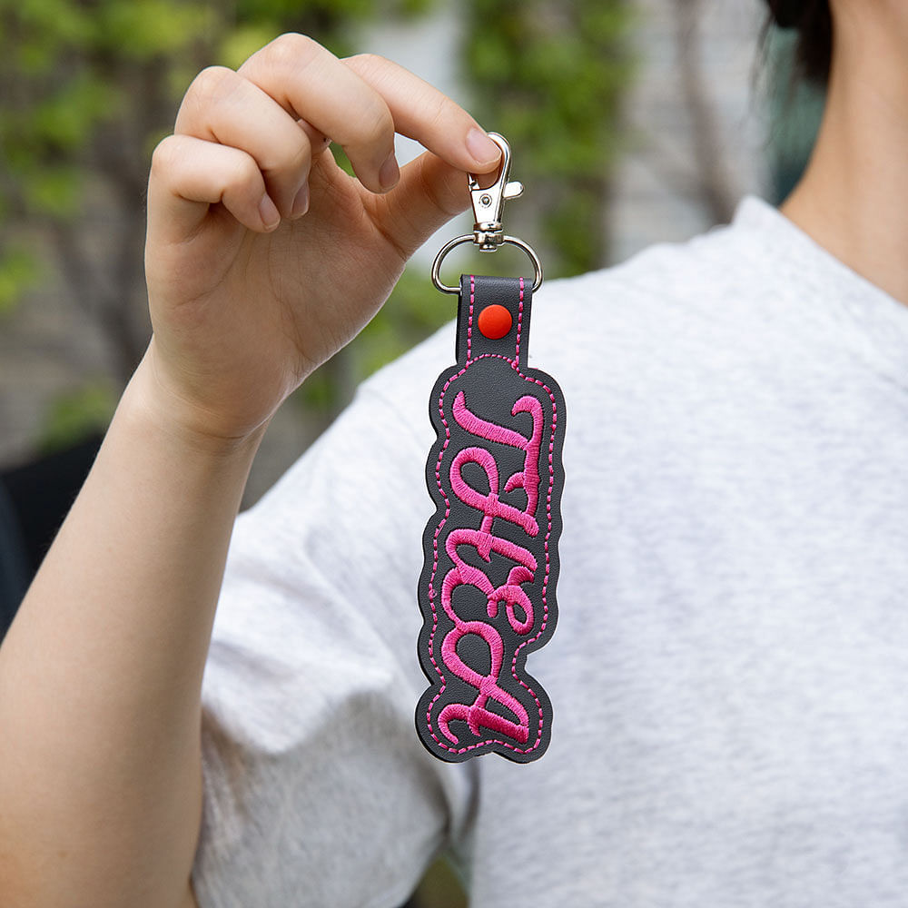 Personalized Leather Luggage Backpack Name Tag Keychain with Embroidery ...