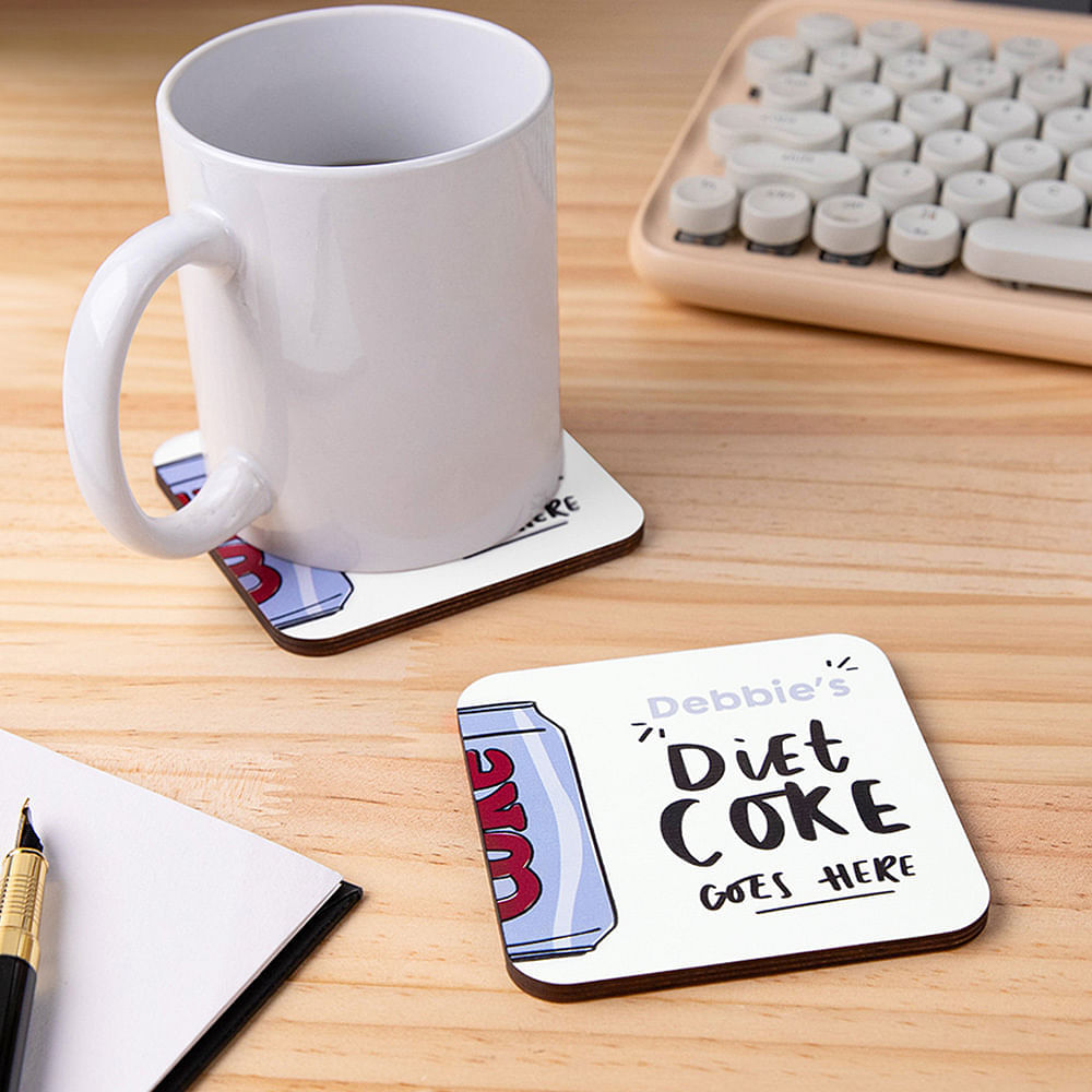 Personalized Diet Coke Goes Here Water Absorbent Wooden Coaster with ...