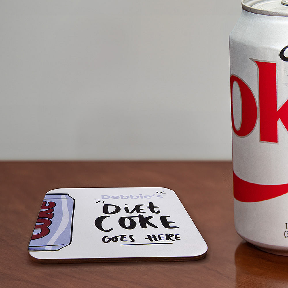 Personalized Diet Coke Goes Here Water Absorbent Wooden Coaster with ...