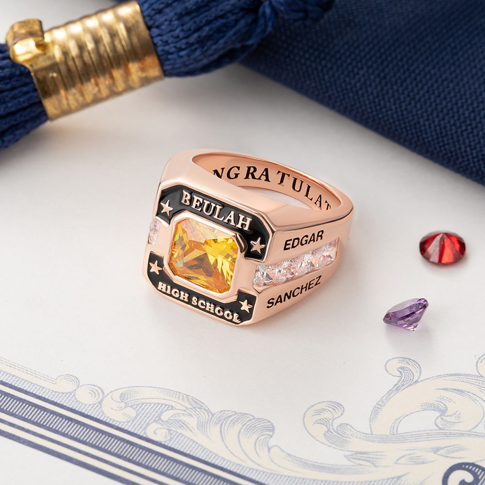Personalized High School College Class Ring with Birthstone and ...