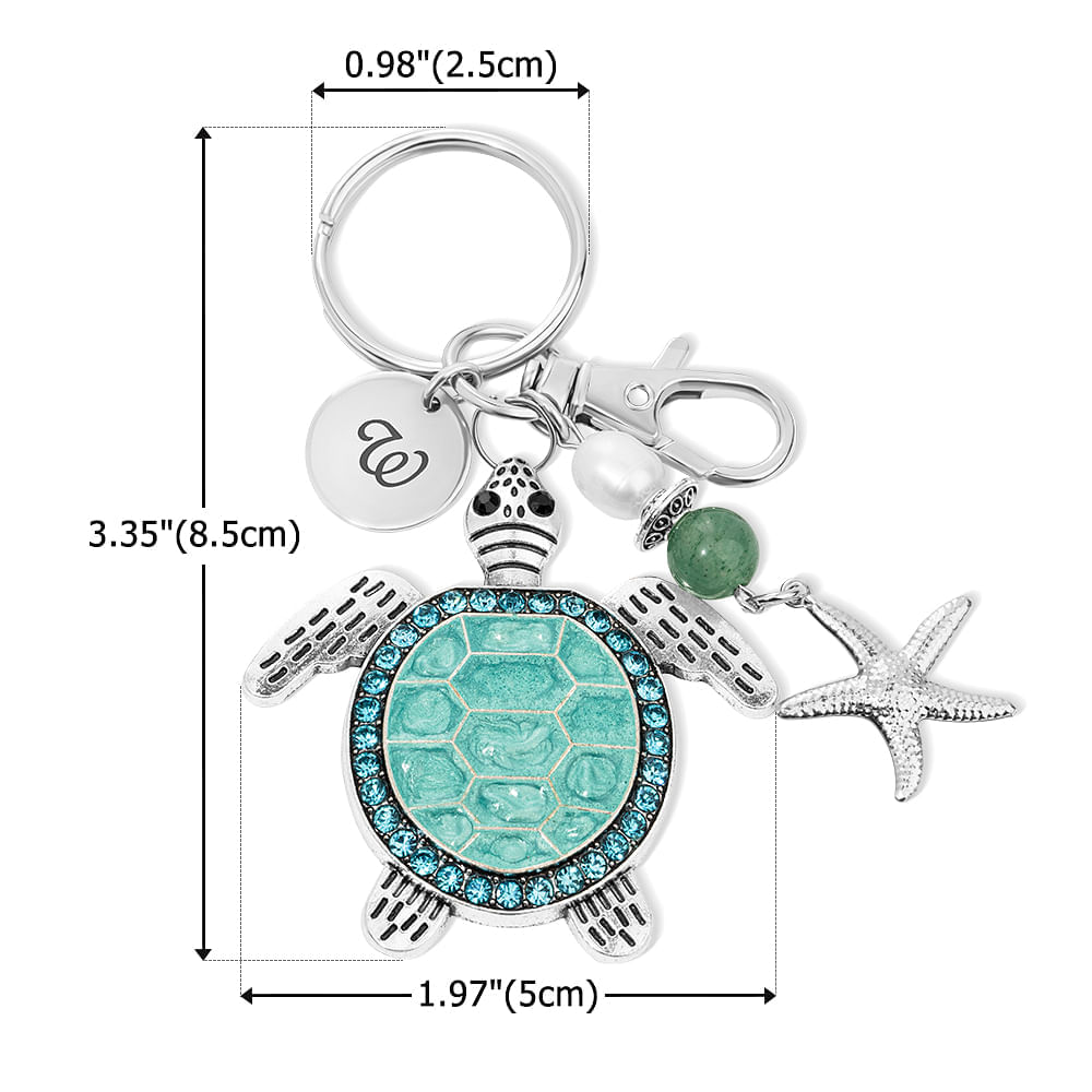 Personalized Sea Turtle Starfish Ocean Theme Keychain Bag Charm with ...