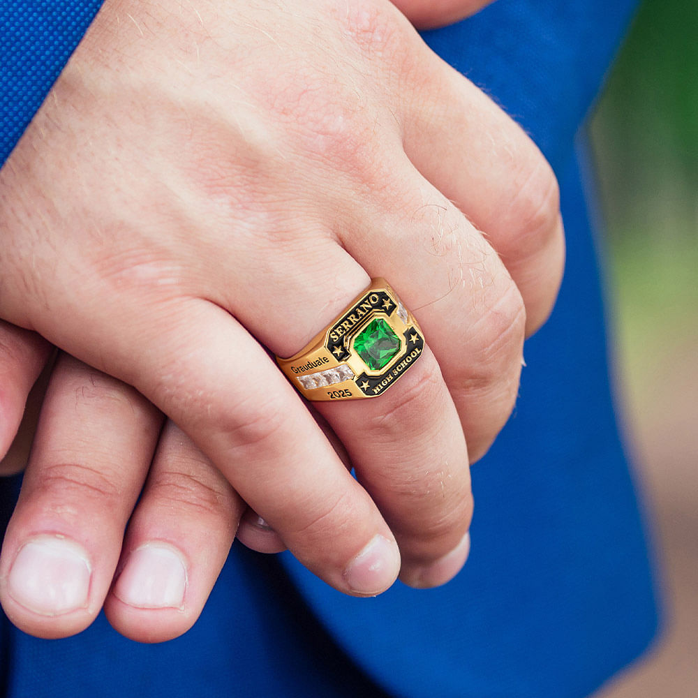 Personalized High School College Class Ring with Birthstone and ...