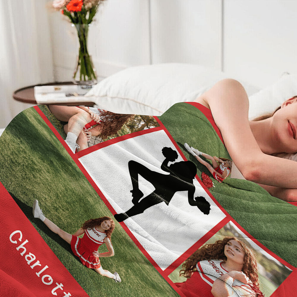 Personalized Cheerleading Photos Collage Soft Throw Blanket with Text ...