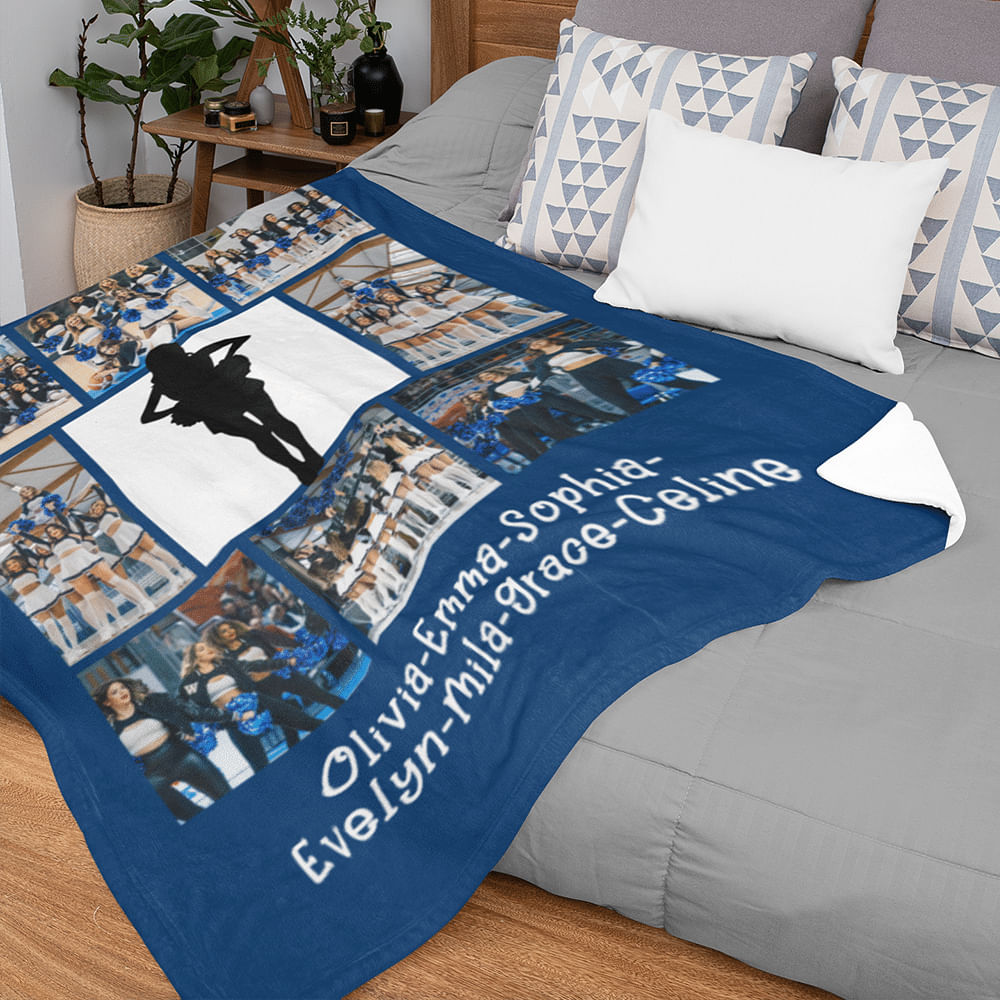 Personalized Cheerleading Photos Collage Soft Throw Blanket with Text ...