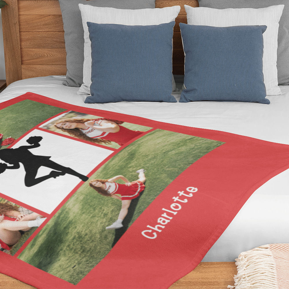 Personalized Cheerleading Photos Collage Soft Throw Blanket with Text ...