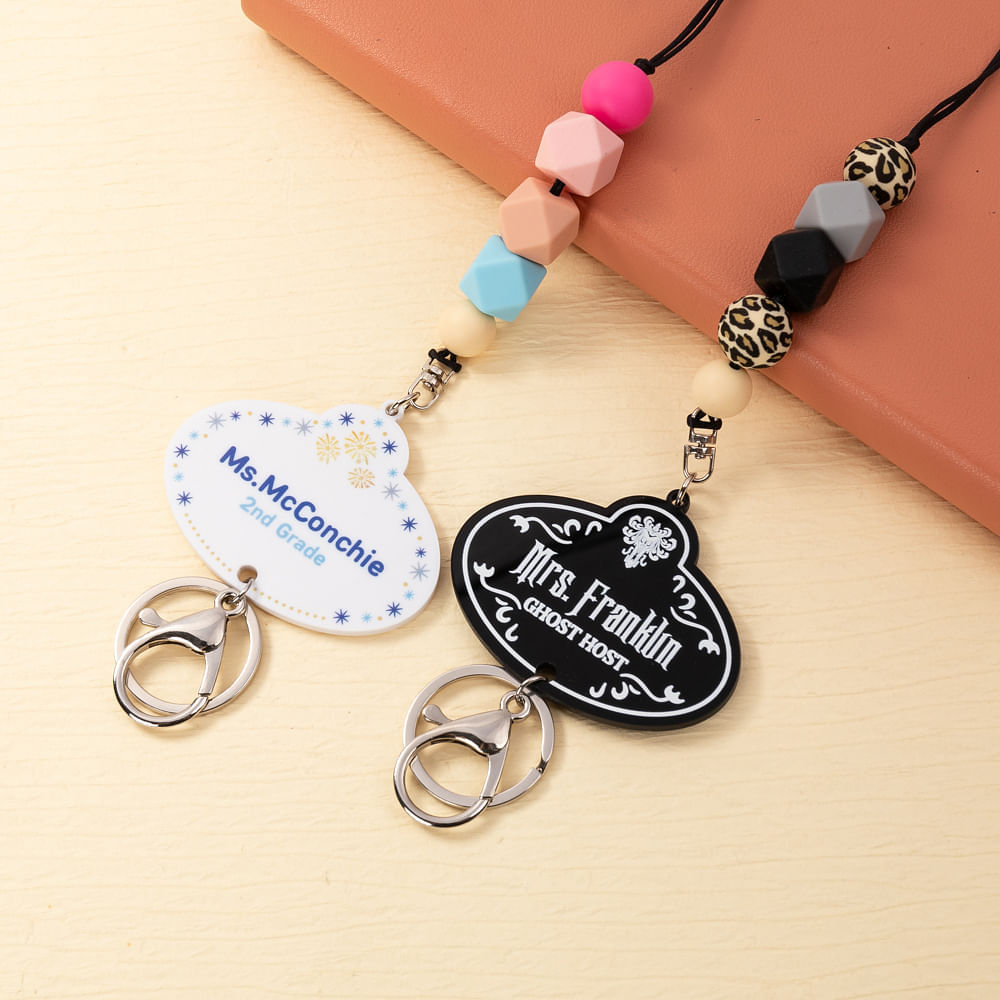 Personalized Teacher Name Bead Lanyard with Key Ring Back to School ...