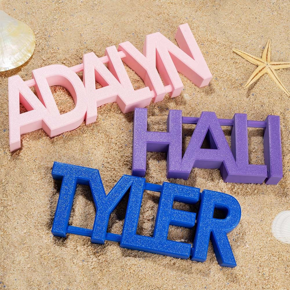 Personalised Multi-colour Name 3D Printed Sand Mold 2-12 Letters Beach ...