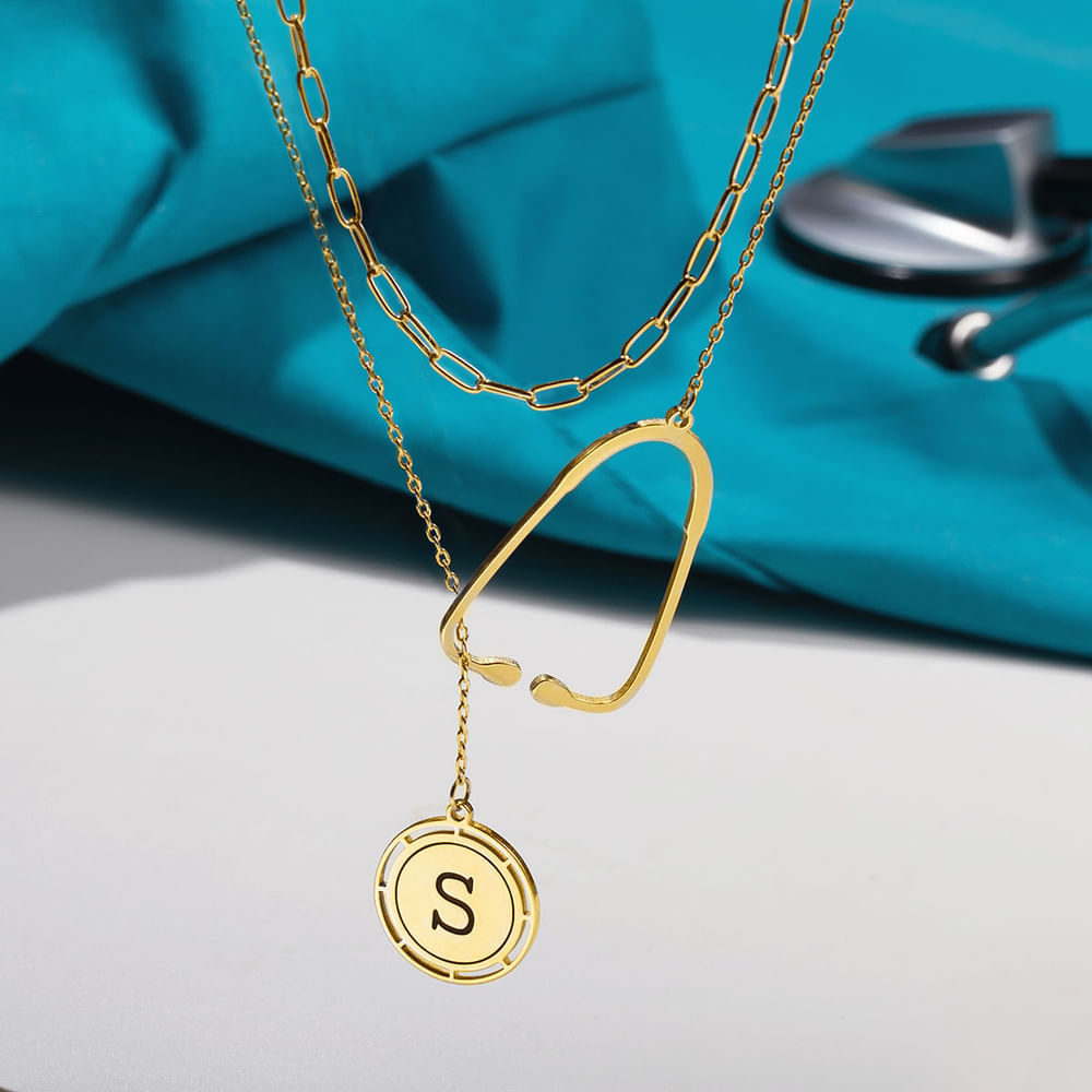 Personalized Stethoscope Link Chain Women Necklace with Engraved ...
