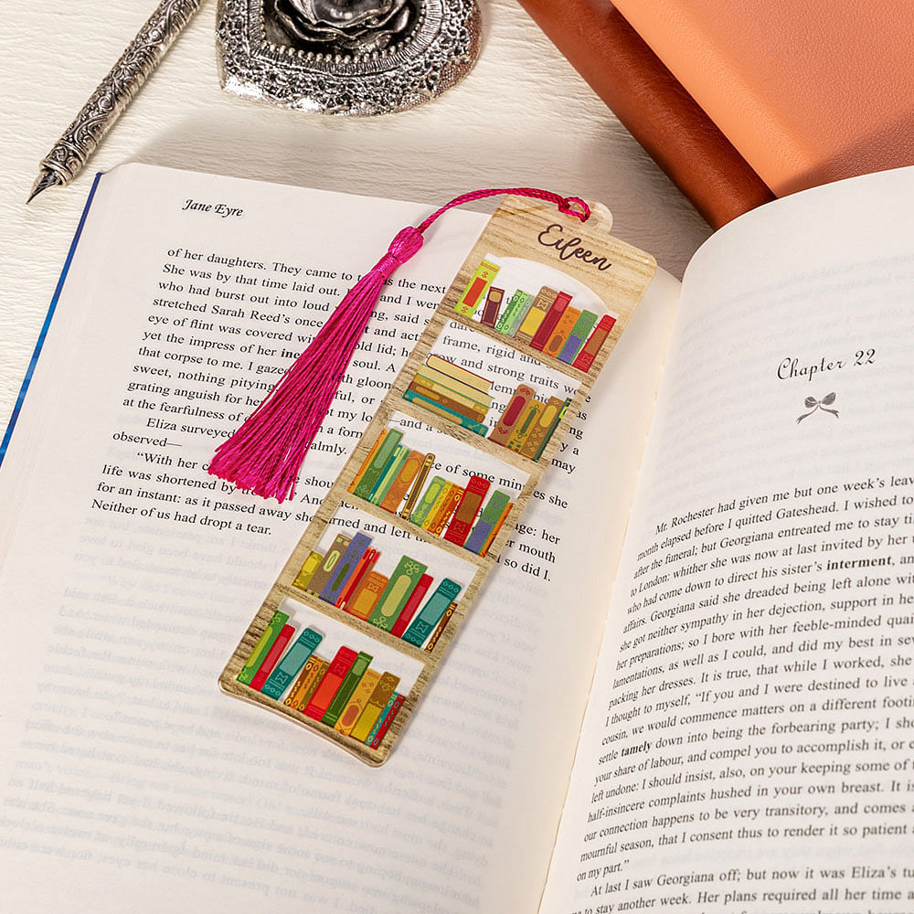 Personalized Bookshelf Design Acrylic Name Bookmark with Tassel ...