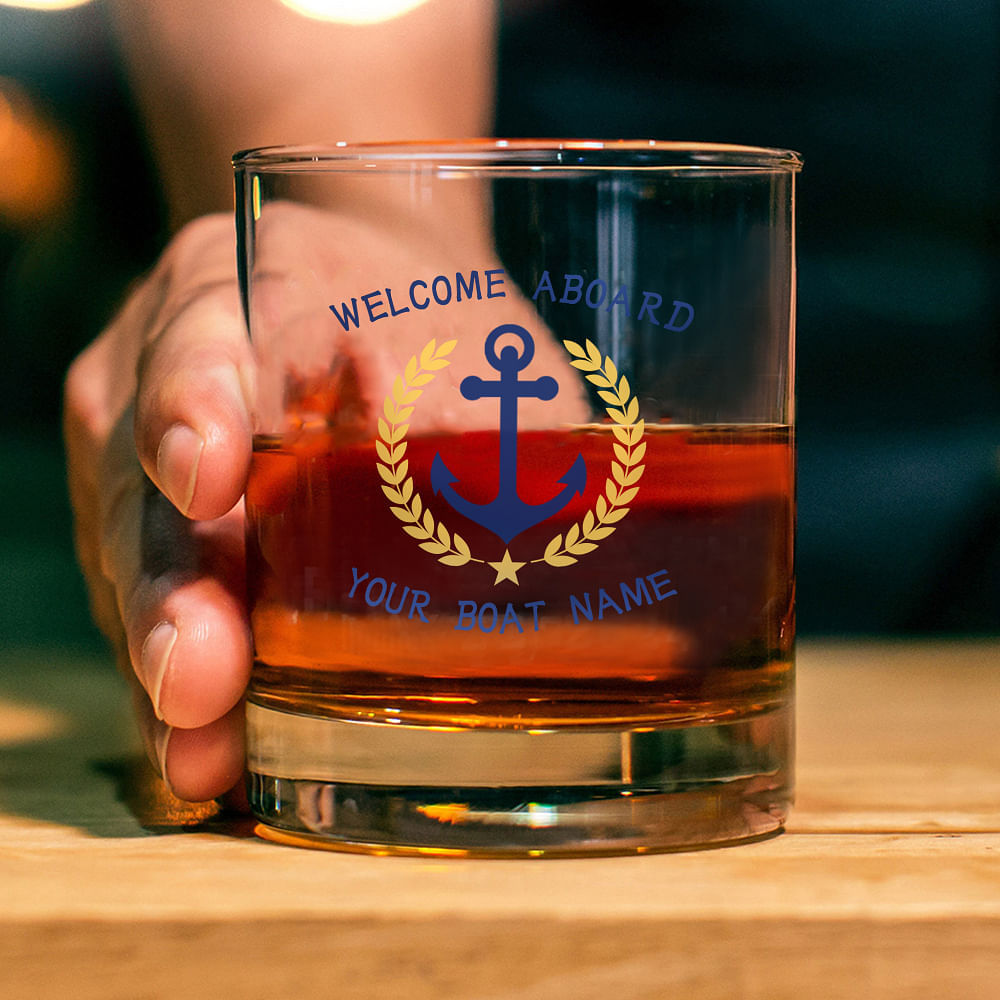Personalized Unique Boat Anchor Design 10oz Whiskey Glasses and Slate ...