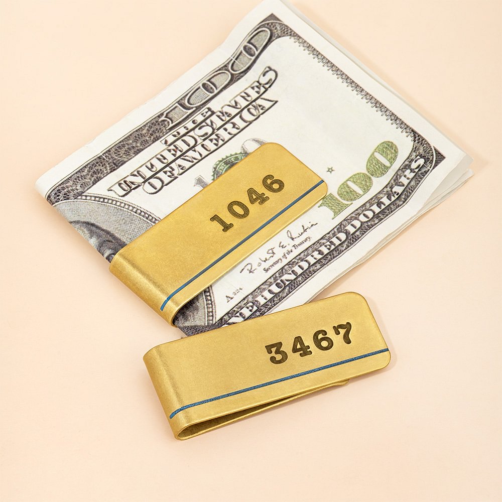 Personalized Thin Blue Line Money Clip with Engraved Text Birthday ...