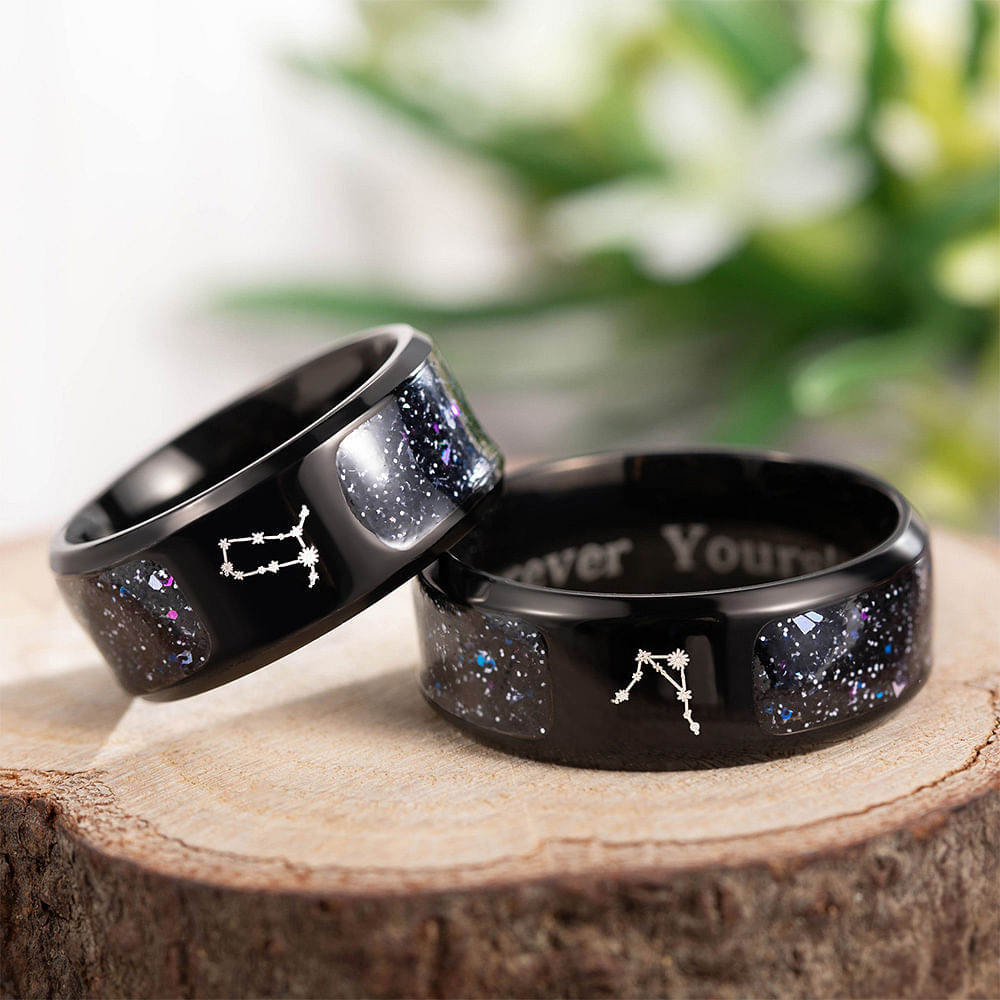 Personalized Orion Nebula Galaxy Constellation Ring Set of 2 with ...
