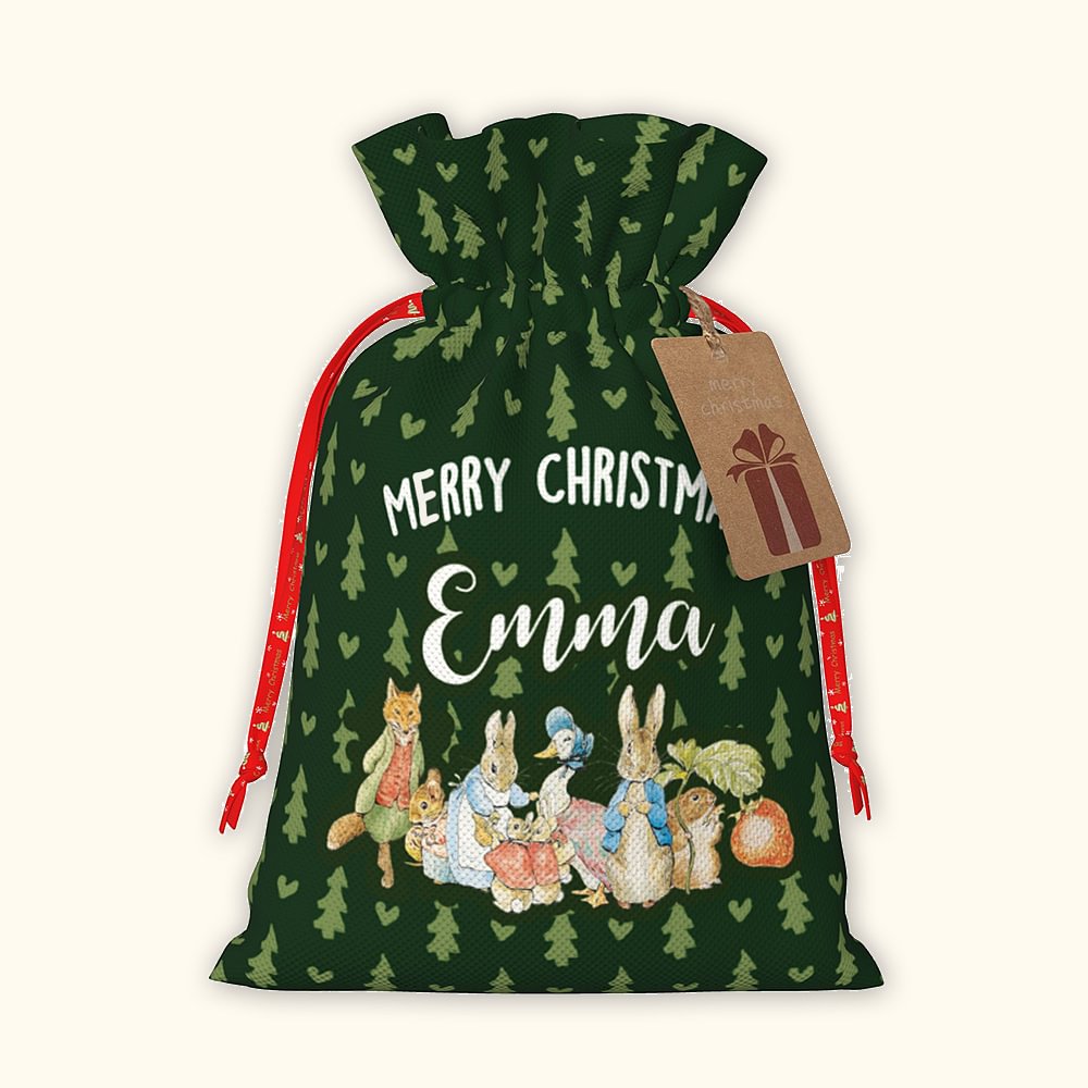 Personalized Name Polyester Santa Sack Peter Rabbit Gift Bag for ...