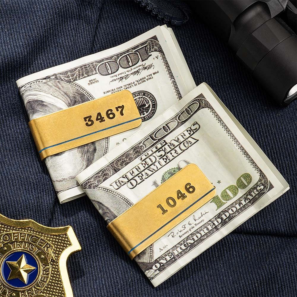 Personalized Thin Blue Line Money Clip with Engraved Text Birthday ...