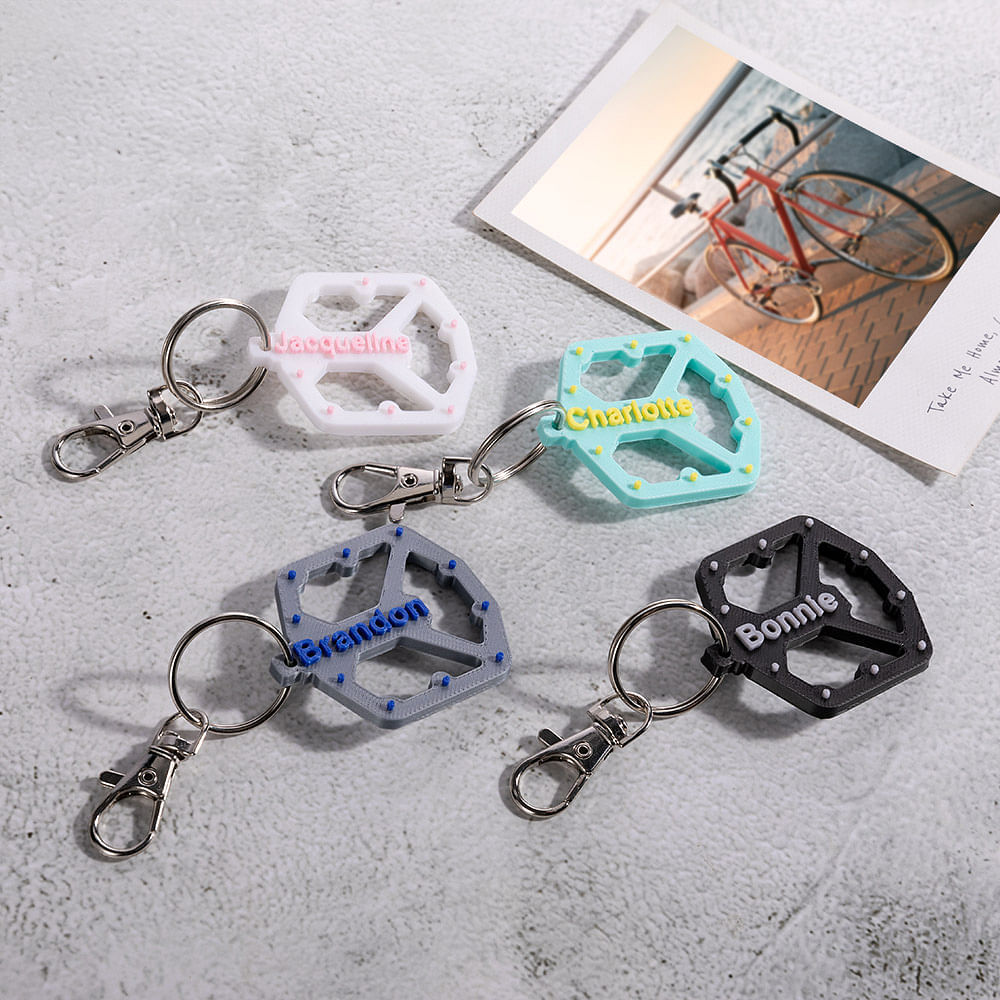 Personalized Multicolor Mountain Bike Pedal Keychain with Name Birthday ...