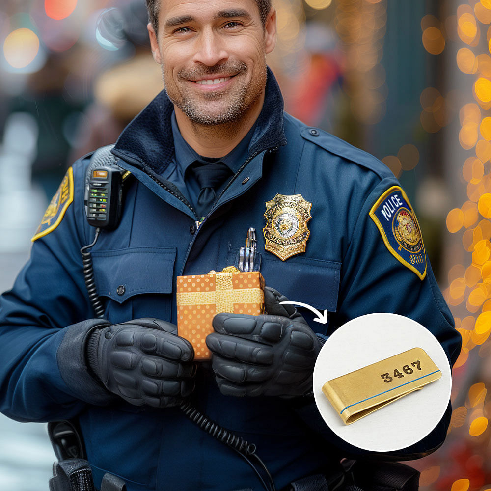 Personalized Thin Blue Line Money Clip with Engraved Text Birthday ...
