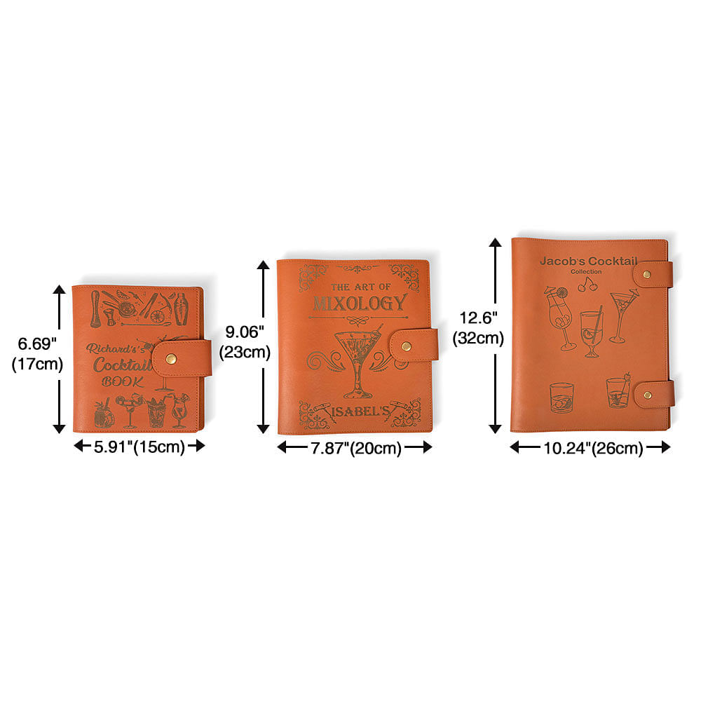Personalized Retro Cocktail Recipe Leather Notebook with Engraved Name ...
