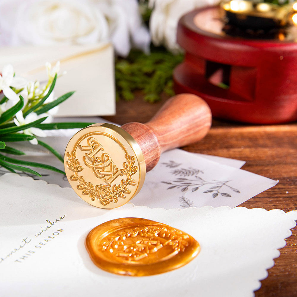 Personalized Vintage Engraved Wax Seal Stamp Kit with Handle Wax Beads ...