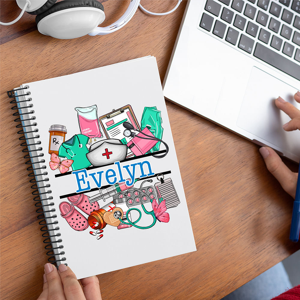 Personalized Nurse Hat Stethoscope Medical Element 120 Pages A5 Lined ...