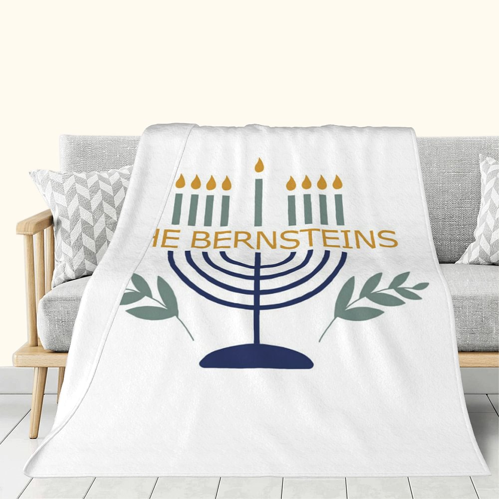 Personalized Hanukkah Menorah Soft Throw Blanket with Text Home Decor ...
