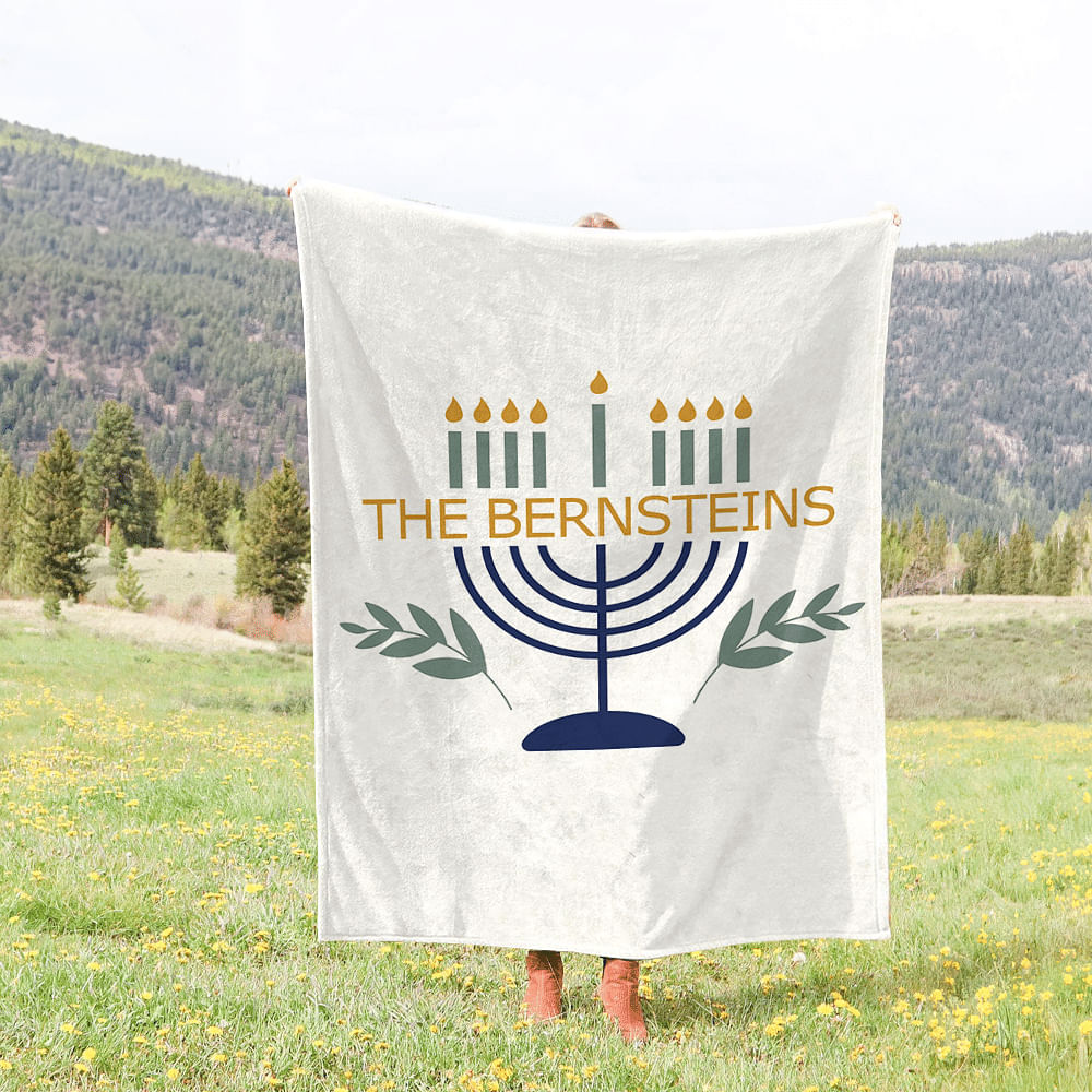 Personalized Hanukkah Menorah Soft Throw Blanket with Text Home Decor ...