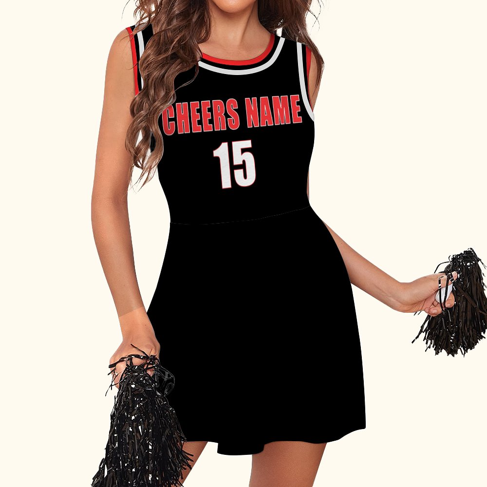 Personalized Multicolor Sleeveless Cheerleader Uniform Dress with Text ...