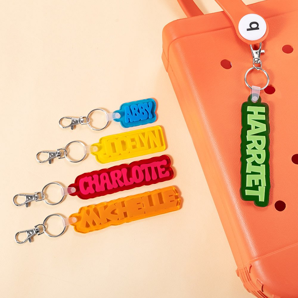 Personalized Multicolor Acrylic Name Tag Keychain Backpack Accessories ...