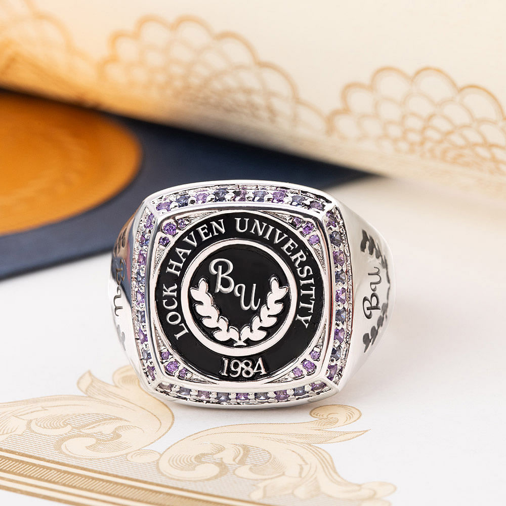 Personalized University Class Signet Ring with Initials School Name ...