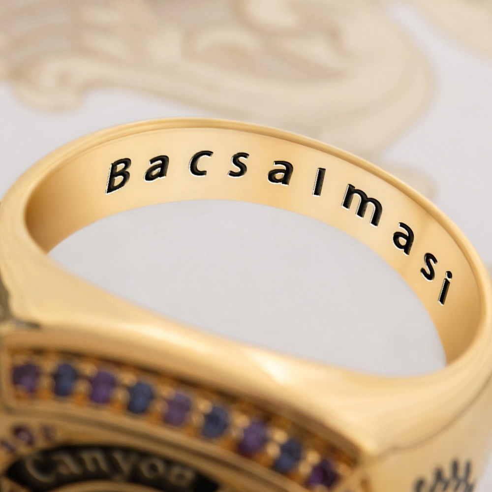 Personalized University Class Signet Ring with Initials School Name ...