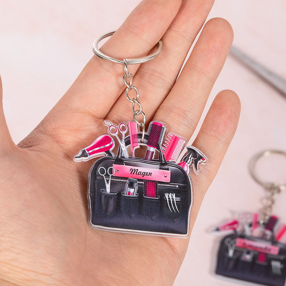 Personalized 3D Scissor Hairdryer Hair Kit Design Acrylic Keychain with ...
